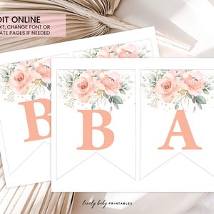 Baby Shower Party Banner, Baby in Bloom | Blush Pink, Boho Floral ...