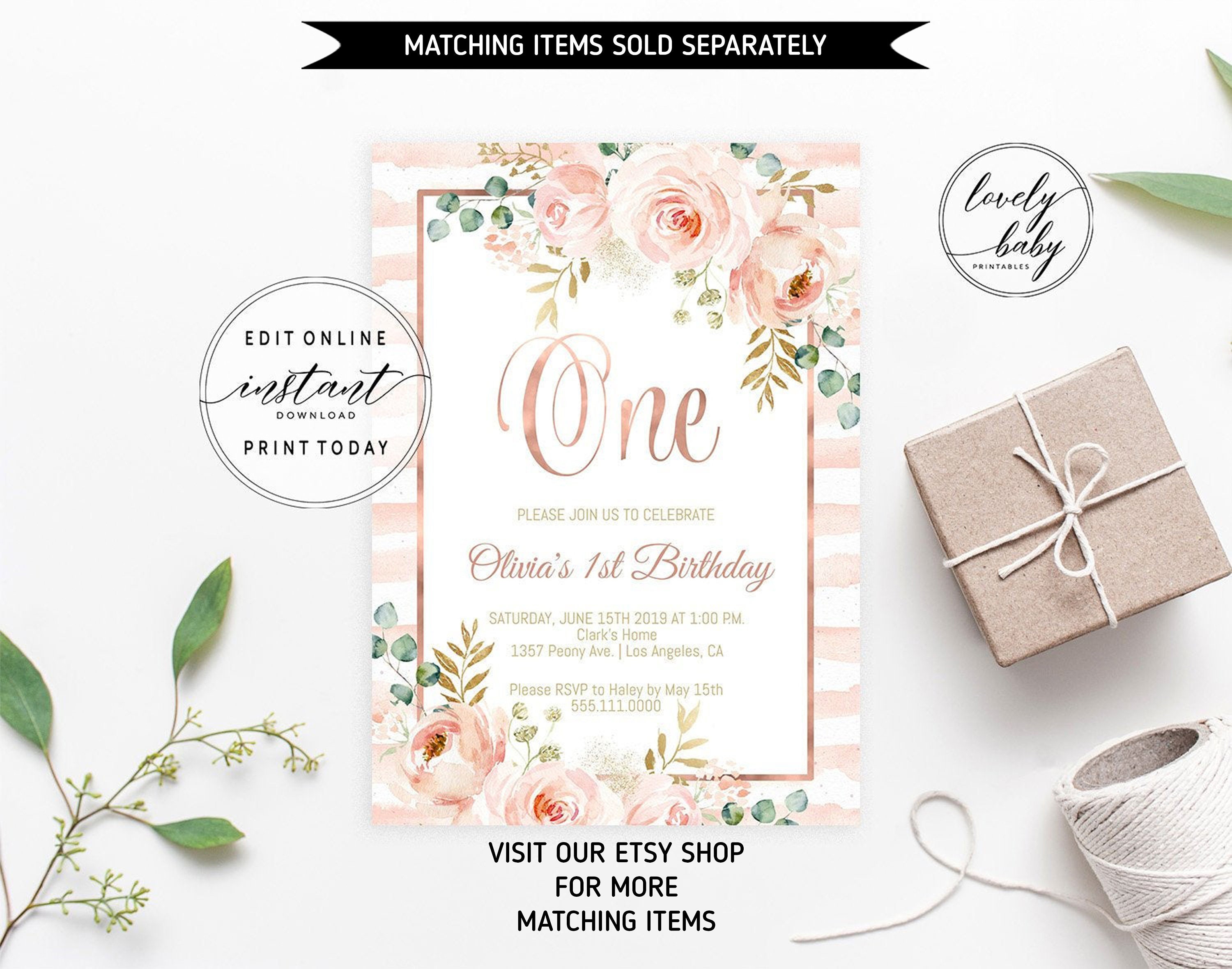 Blush Pink Birthday Milestone Board Template Editable Baby - Etsy