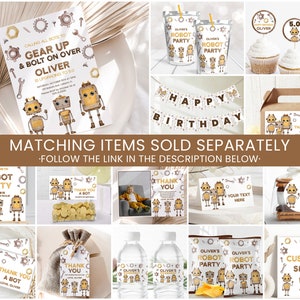 Editable Water Bottle Labels | Robot, Gear up Bolt on Over, Calling All ...