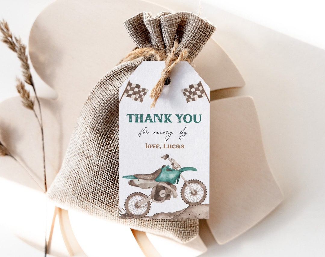 Printable Birthday Favors, Gift Tags Dirt Bike, Motorcycle Racing, Fast ...