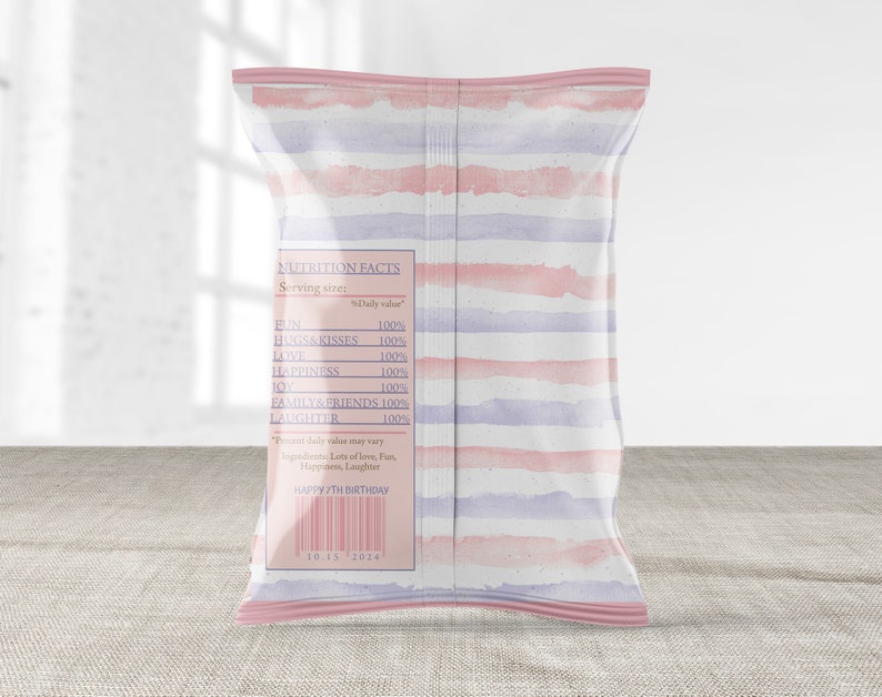 Chips Bag Template, Girls Birthday Favors | Slumber Party, Spa ...