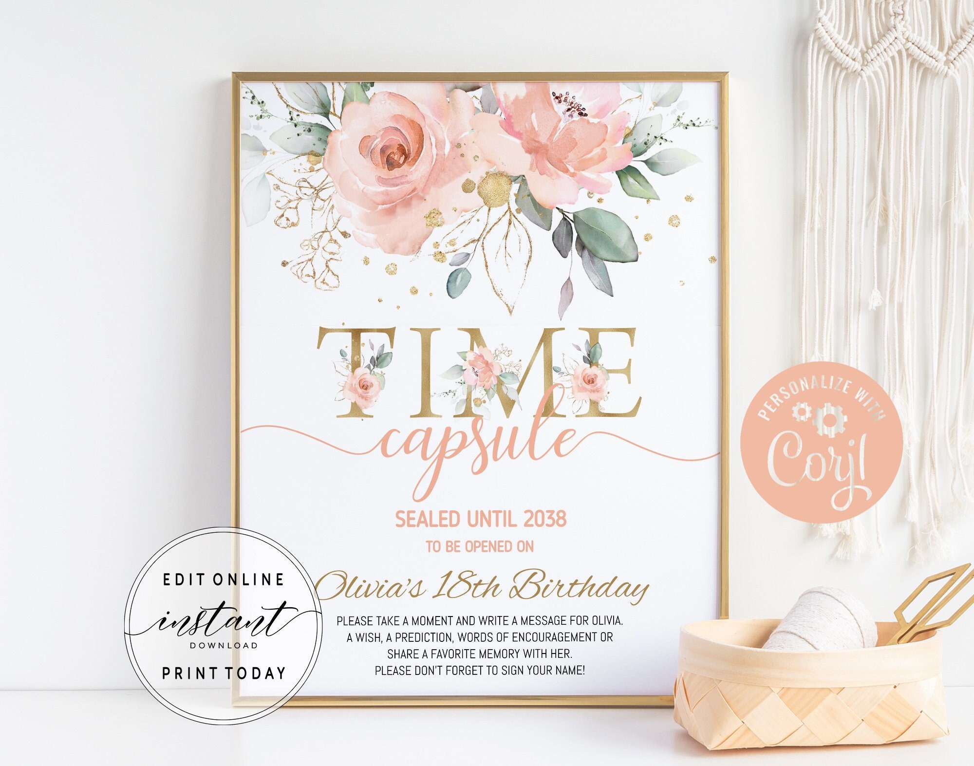 Editable Time Capsule Sign Printable First Birthday Time - Etsy Canada