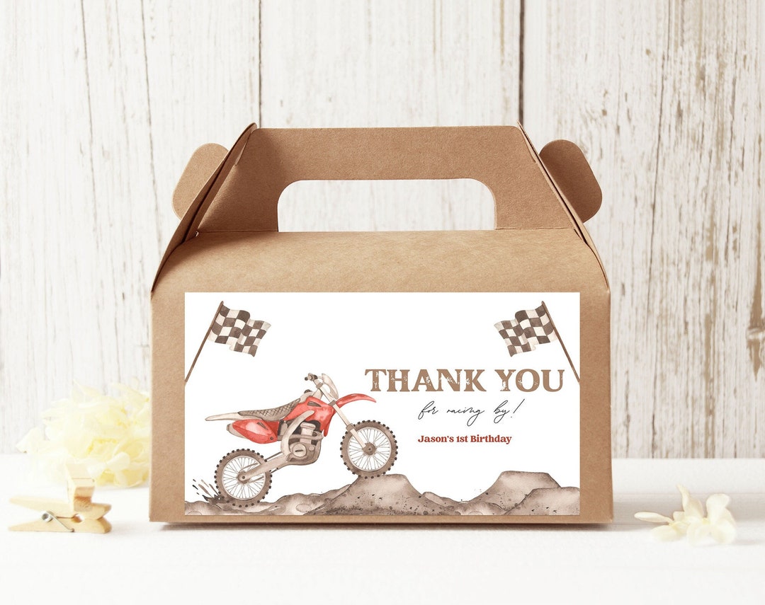 Gable Box Label, Gable Gift Box Sticker Fast ONE, Dirt Bike, Motocross ...