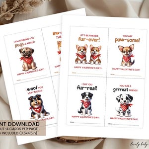 Printable Dogs, Puppy Valentine Cards, Kids Valentine Day Gift Tags ...