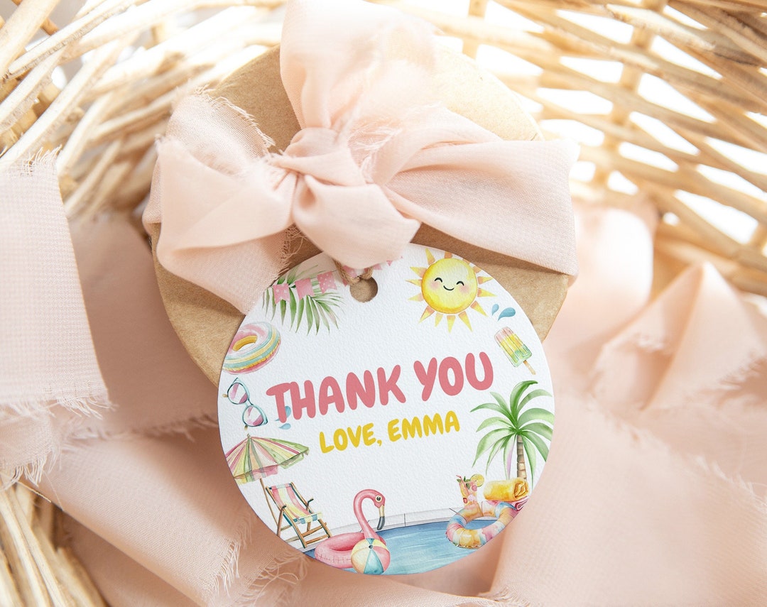 Editable Round Favor Tag, Birthday Gift Tag, Sticker | ONE in the Sun ...