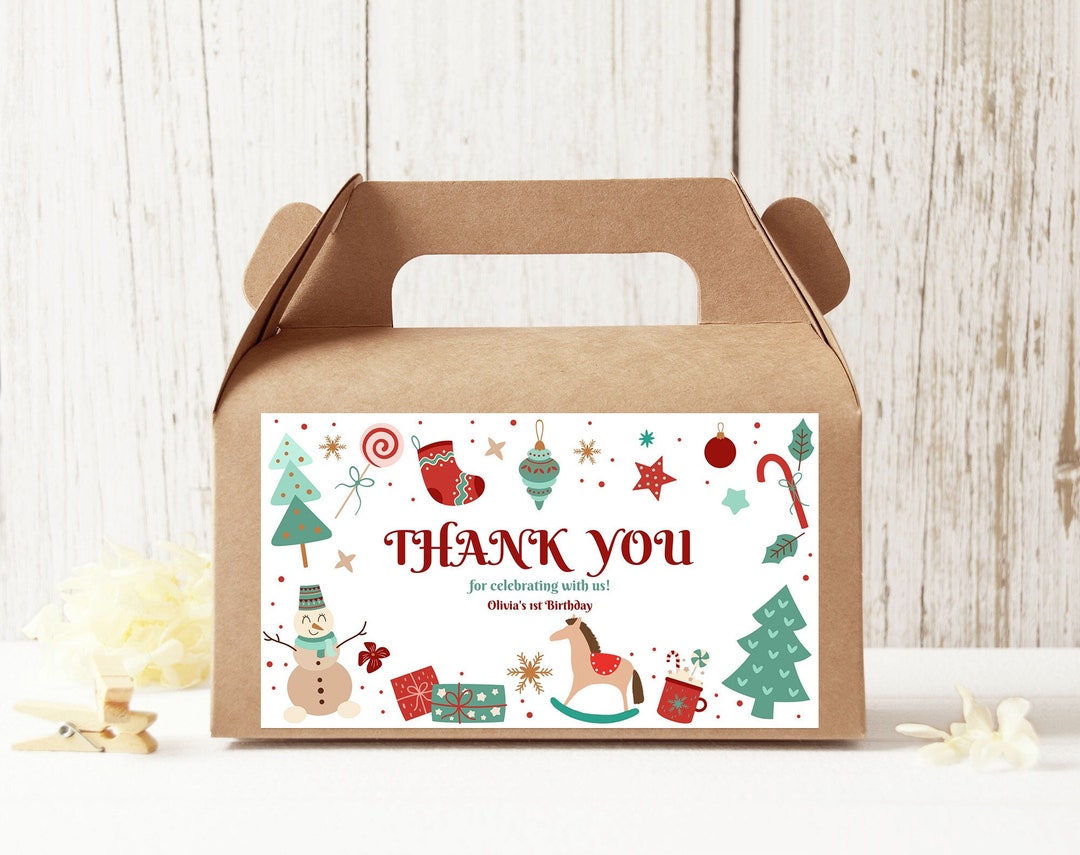 Gable Box Label, Gable Gift Box Sticker Christmas, Winter Onederland ...