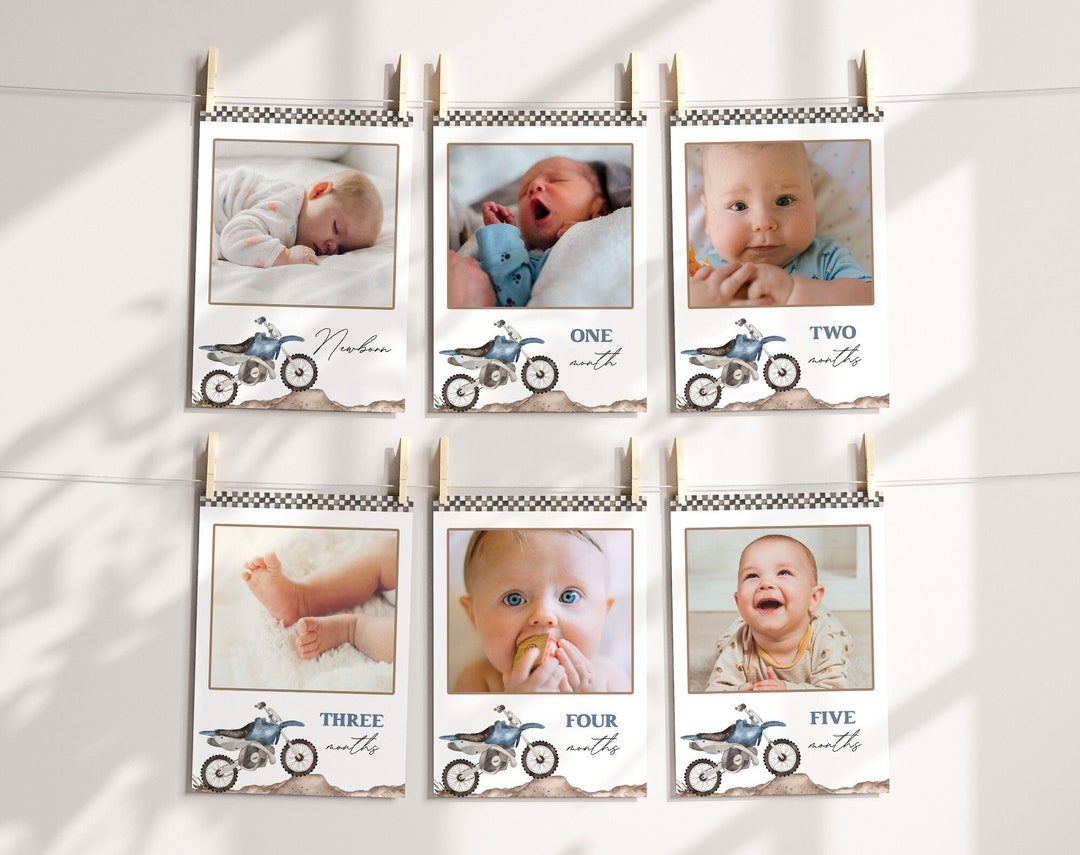 Monthly Photo Banner, 12 Months Birthday Banner, Year in Photos Dirt ...