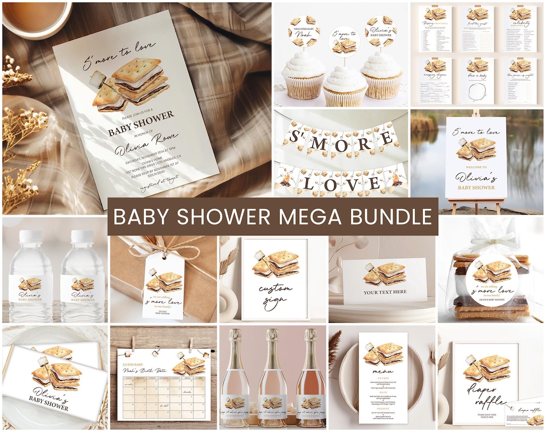 Smores Baby Shower Bundle, Invite | Smore to Love, Smore Fun, Camping ...