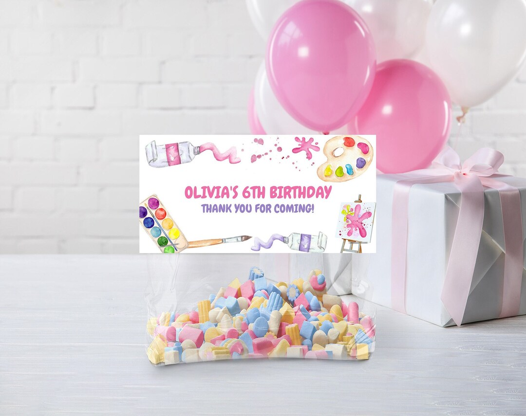 Treat Bag Toppers, Candy Bag Favors | Art Birthday, Painting Party ...