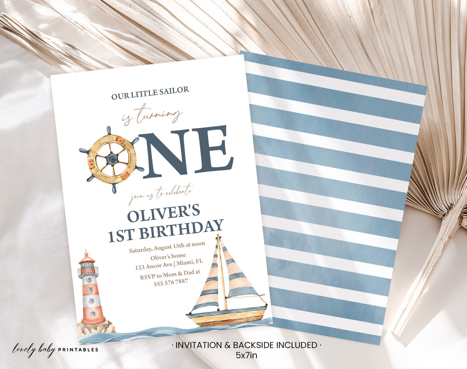 Nautical Birthday Invitation, First Birthday Invite | Sailboat, Our ...