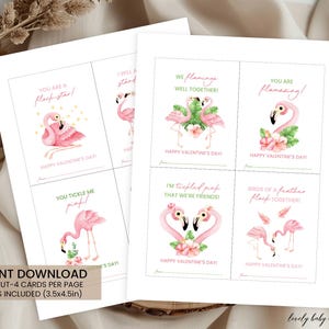 Printable Flamingo Valentines Cards, Kids Valentine Day Gift Tag, Funny ...