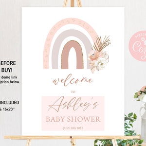 Printable Welcome Sign Template Editable Baby Shower Welcome Sign Boho ...