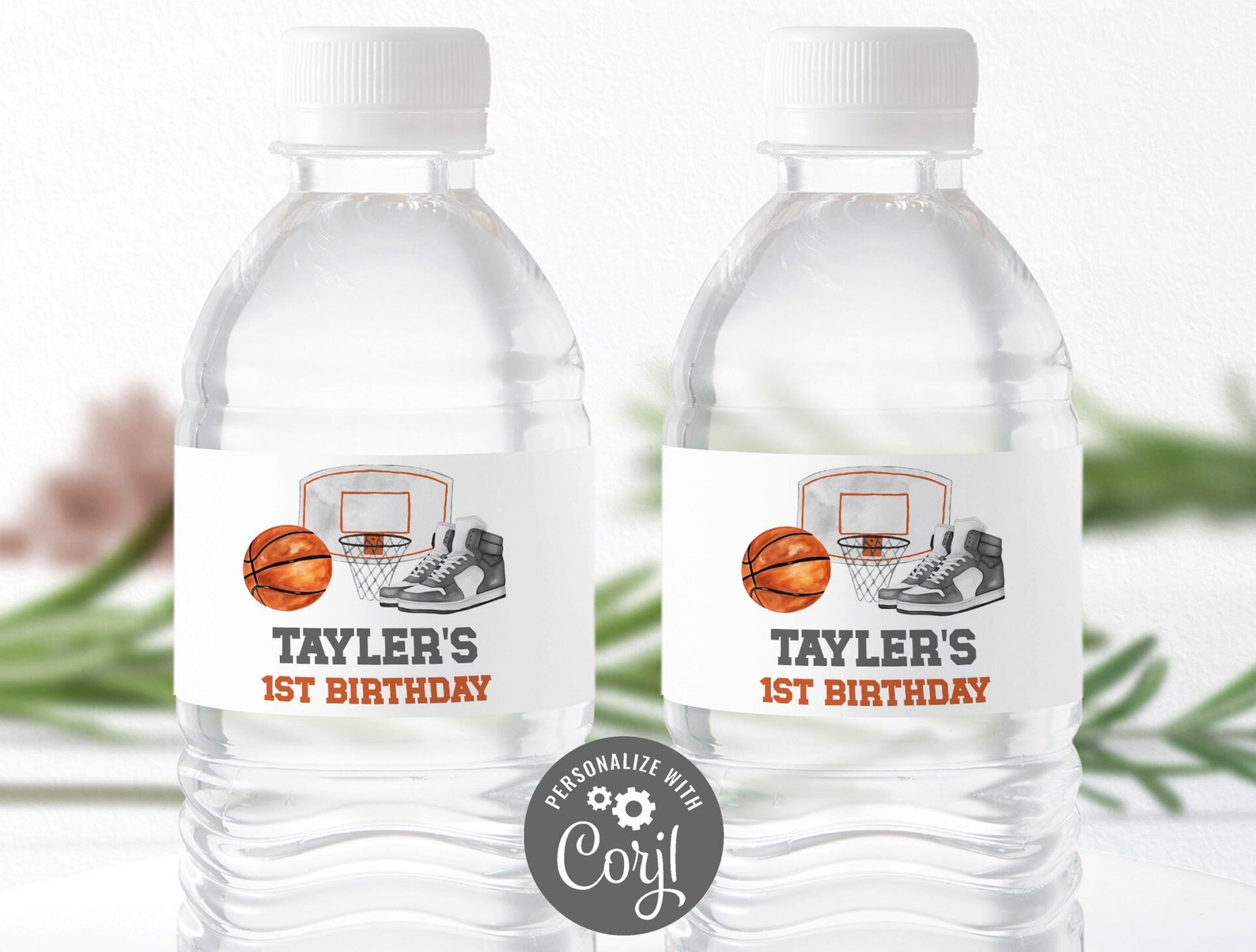 Editable Water Bottle Labels | Basketball, Hoops, Let's Have a Ball ...