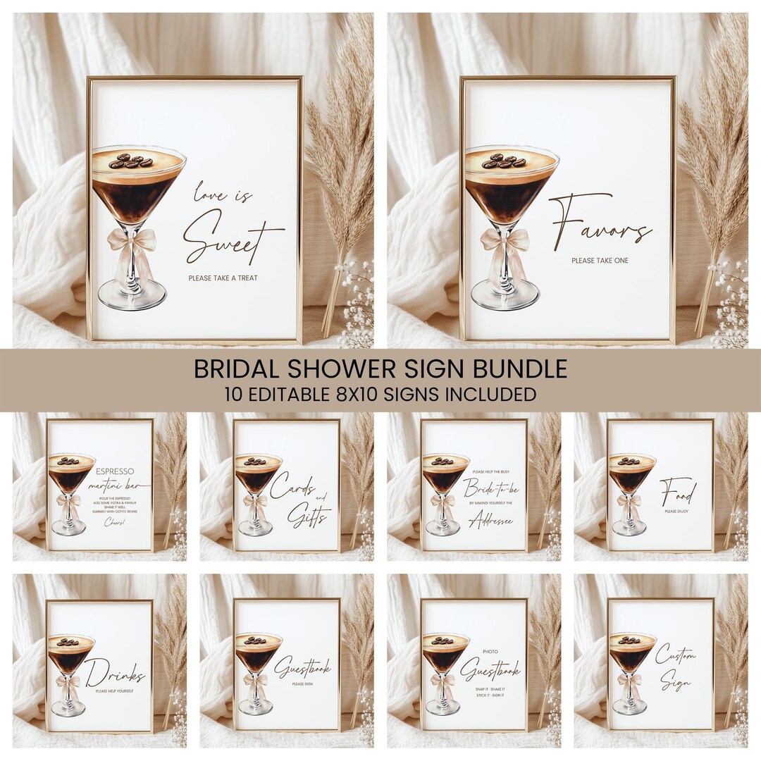 Espresso Martini Bridal Shower Sign Bundle | Love is Brewing, Coffee ...