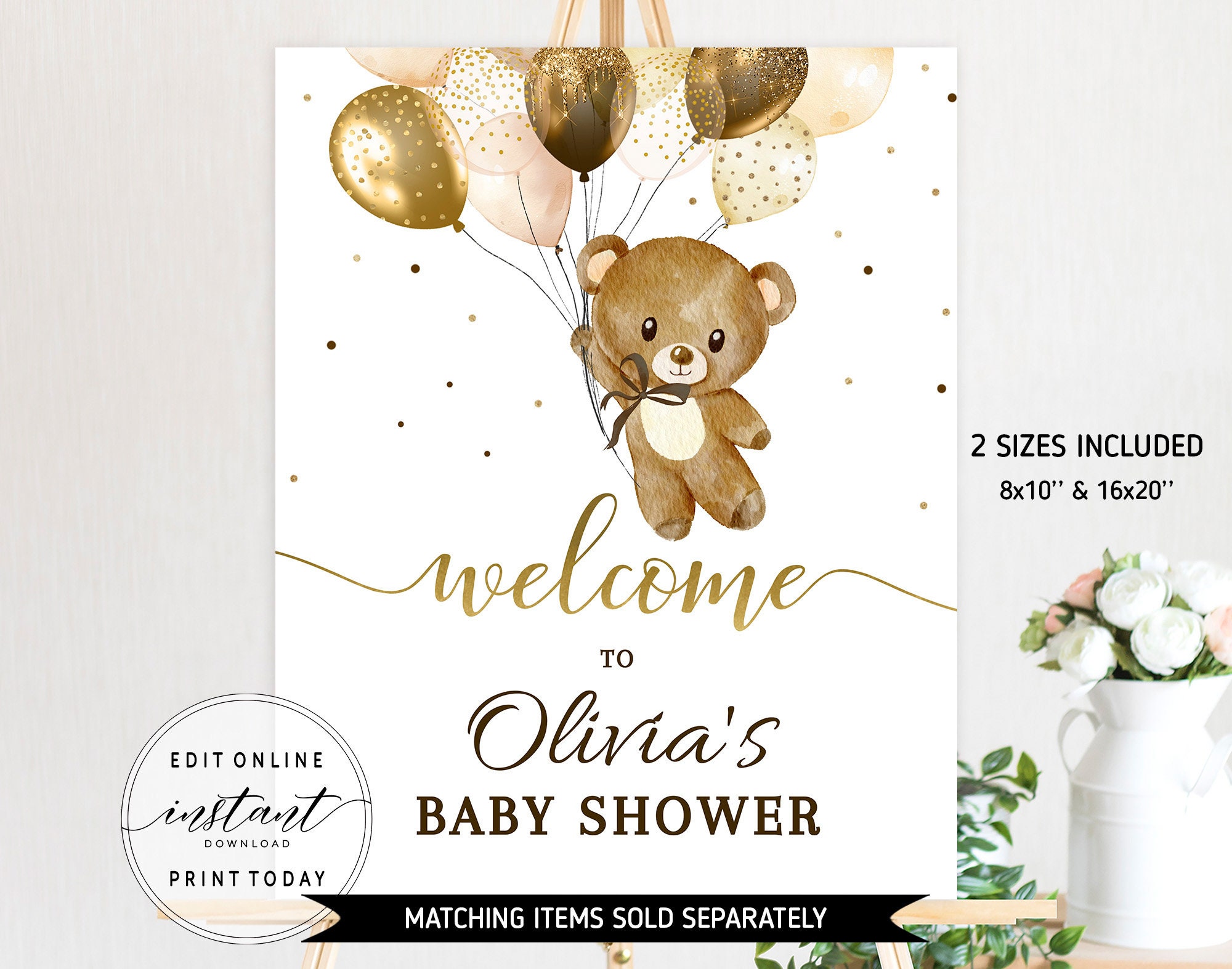 Teddy Bear Baby Shower Games Set Printable Games Bundle Gold - Etsy