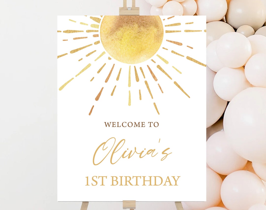 Birthday Welcome Sign, Poster Sun, Sunshine, Our Little Sunshine ...