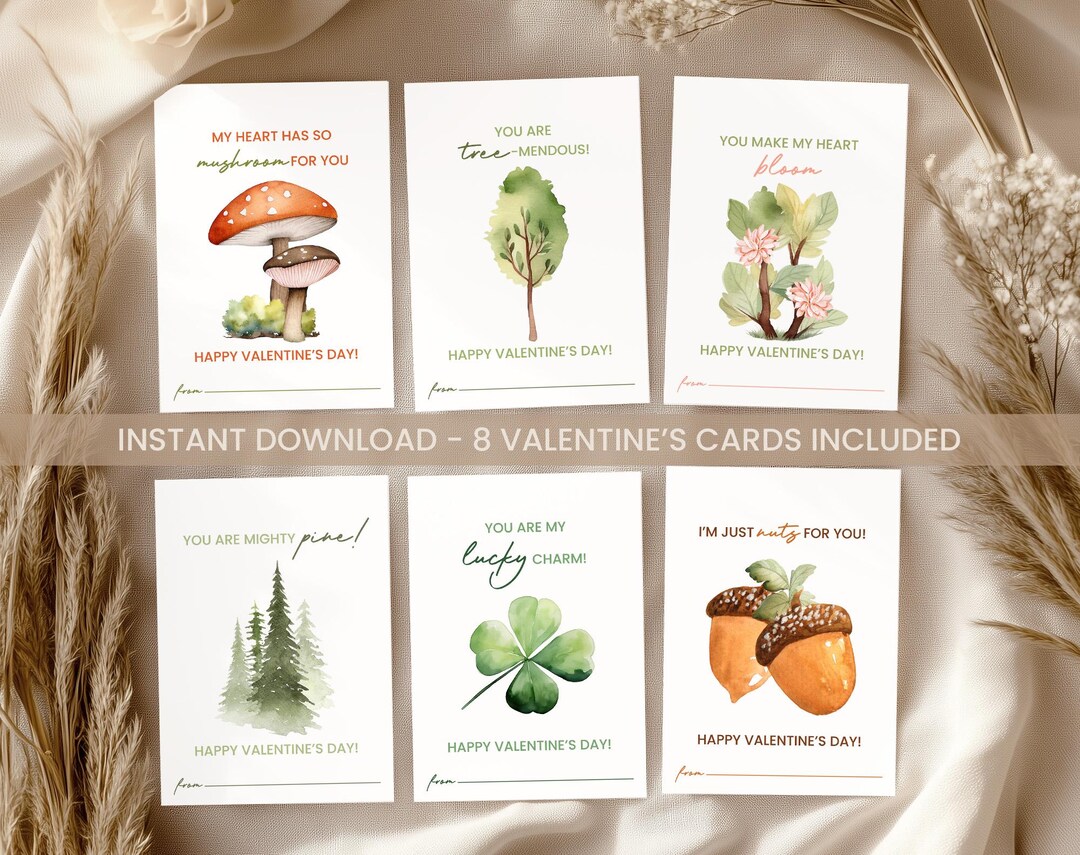 Printable Nature Valentine Cards, Funny Pun Valentine Day Gift Tags ...