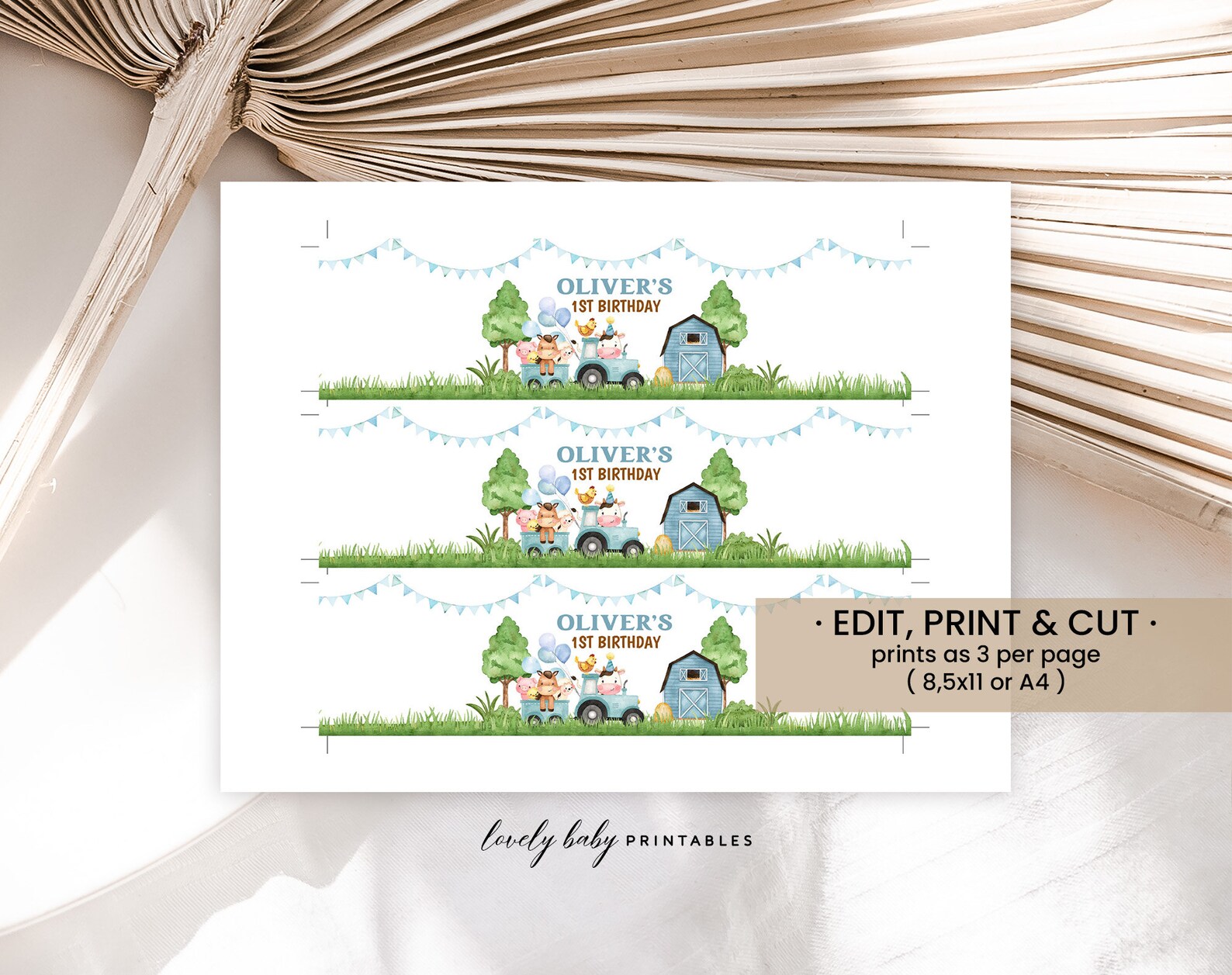 Editable Water Bottle Labels | Farm, Barn Animals, Barnyard, Ranch ...