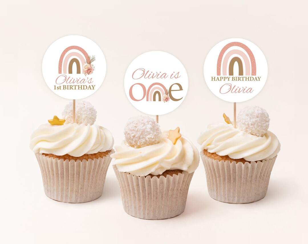 Printable Cupcake Toppers, Editable Cake Decorations | Modern Boho ...