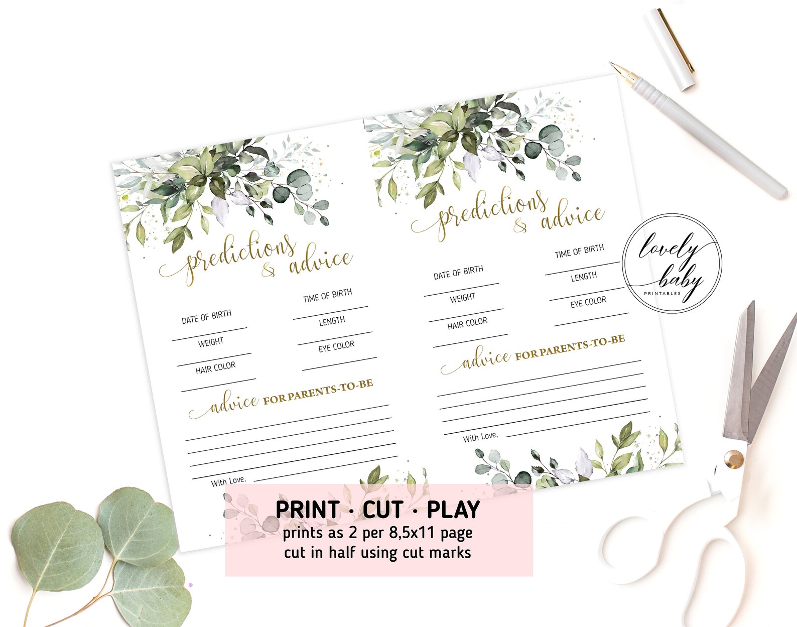 Baby Predictions & Advice Game Printable Baby Shower Advice | Etsy