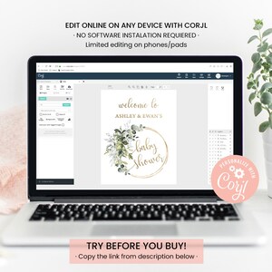 Editable Welcome Sign, Poster Greenery Gold, Botanical Eucalyptus ...