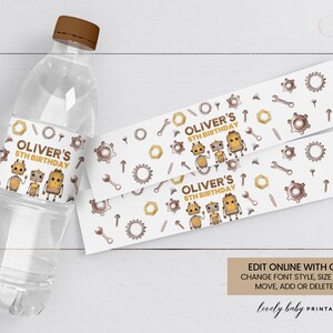 Editable Water Bottle Labels | Robot, Gear up Bolt on Over, Calling All ...