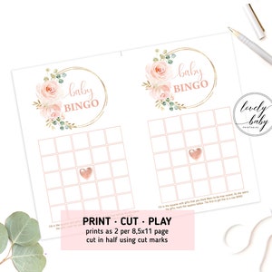 Blush Pink Floral Baby Shower Games Pink and Gold Baby Shower Game ...