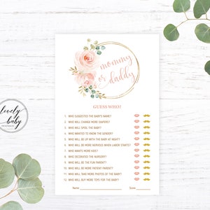 Blush Pink Floral Baby Shower Games Pink and Gold Baby Shower Game ...