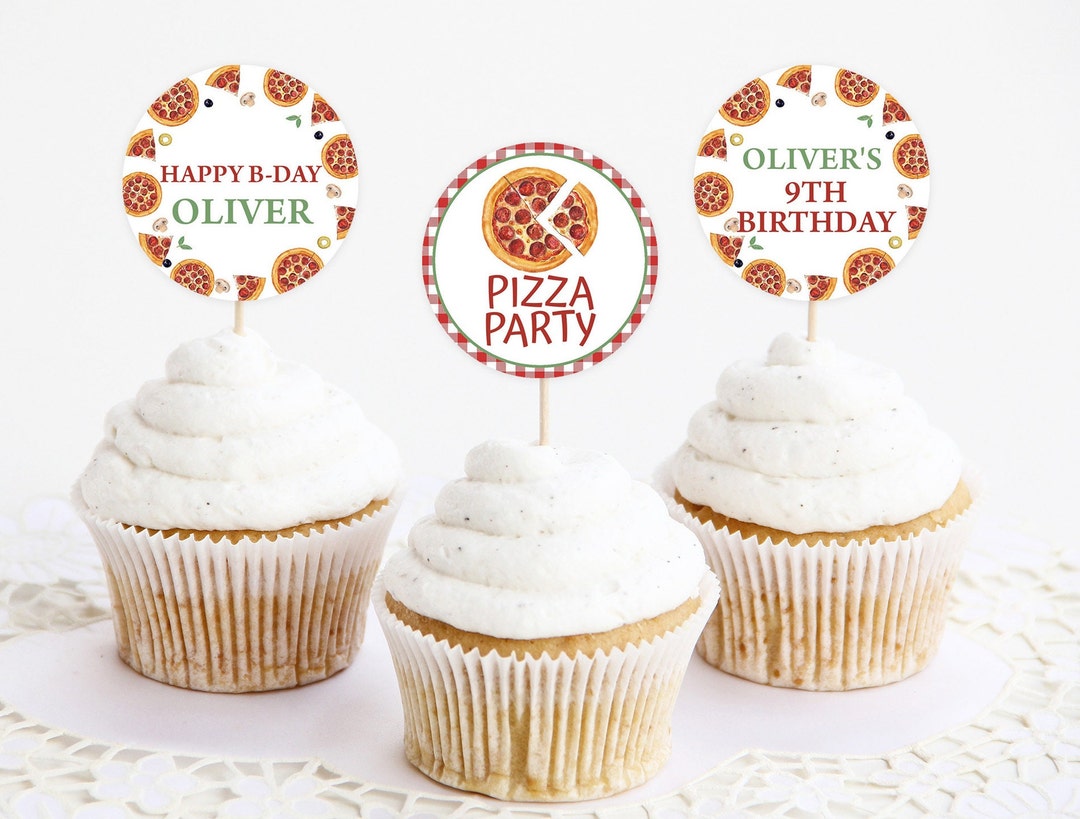 Printable Cupcake Toppers, Party Cake Decor | Pizza Party, Slice of Fun ...