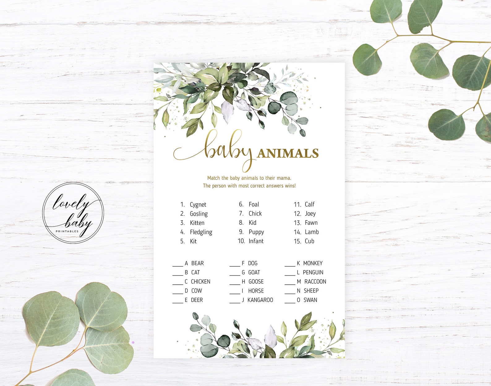 Printable Baby Shower Games Set Greenery Baby Shower Games - Etsy