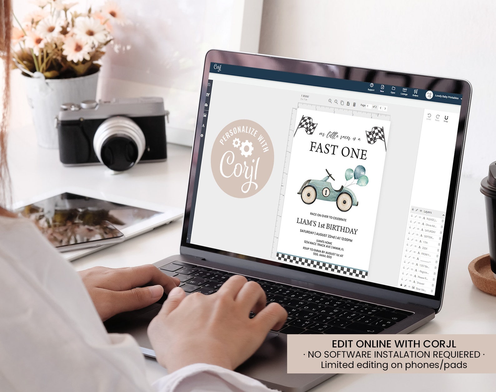 Editable Water Bottle Label Template Race Car Fast ONE - Etsy