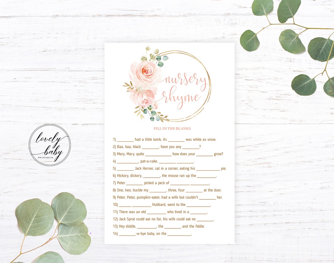 Blush Pink Floral Baby Shower Games Pink and Gold Baby Shower - Etsy