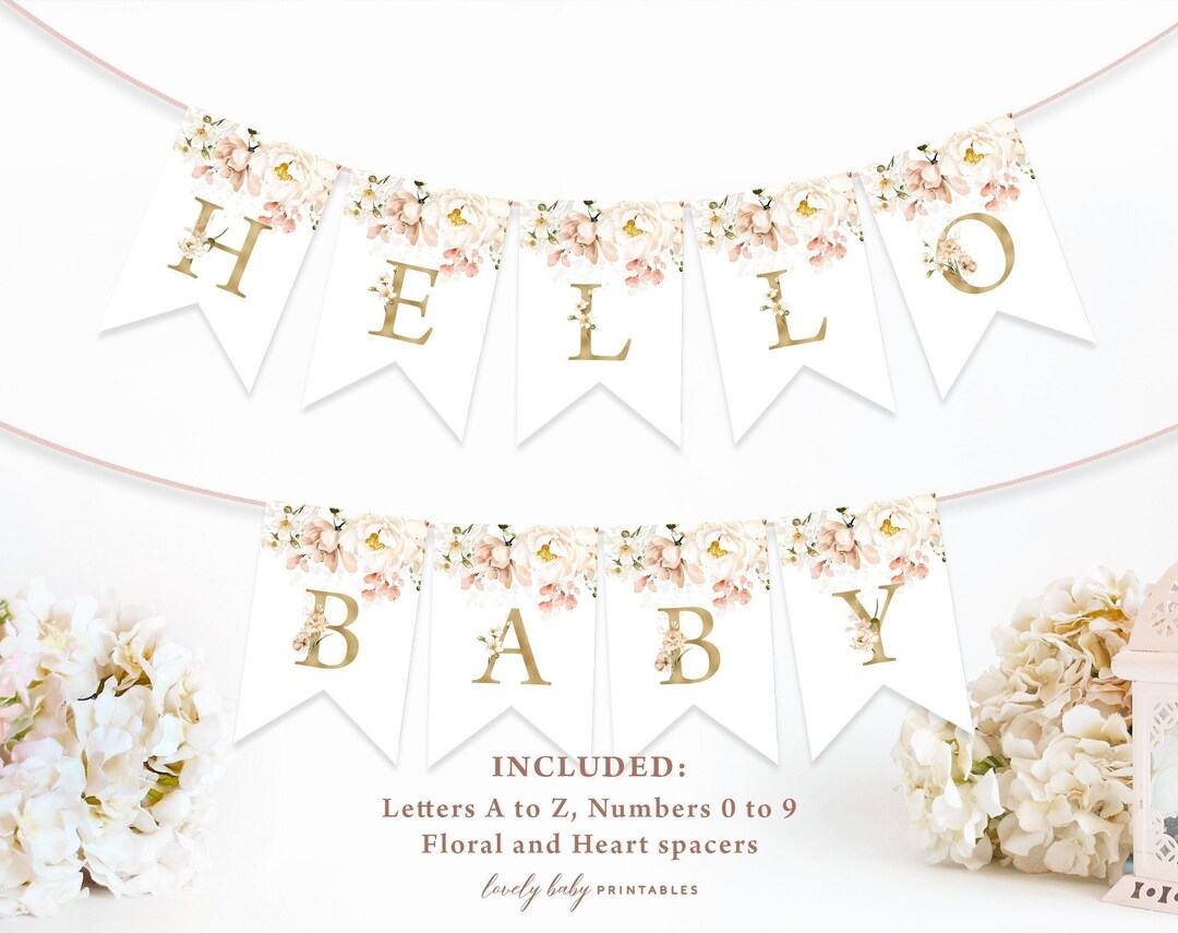 Garden Flowers Party Banner Printable Baby Shower Banner DIY Happy ...