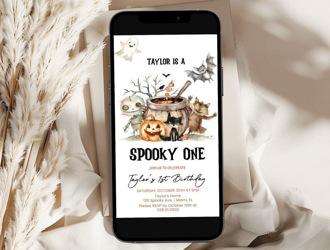 Spooky ONE First Birthday Invitation, Evite | Halloween, Jack O Lantern ...