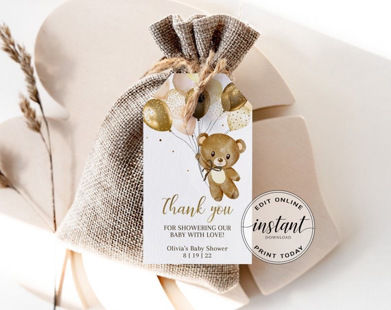 Printable Baby Shower Gift Tags Editable Baby Shower Favors | Etsy