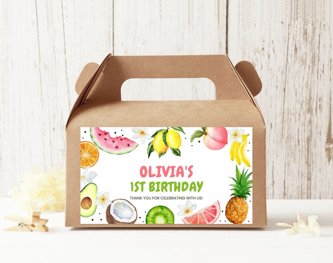 Gable Box Label Gable Gift Box Sticker Sweet ONE, Tropical Fruit ...