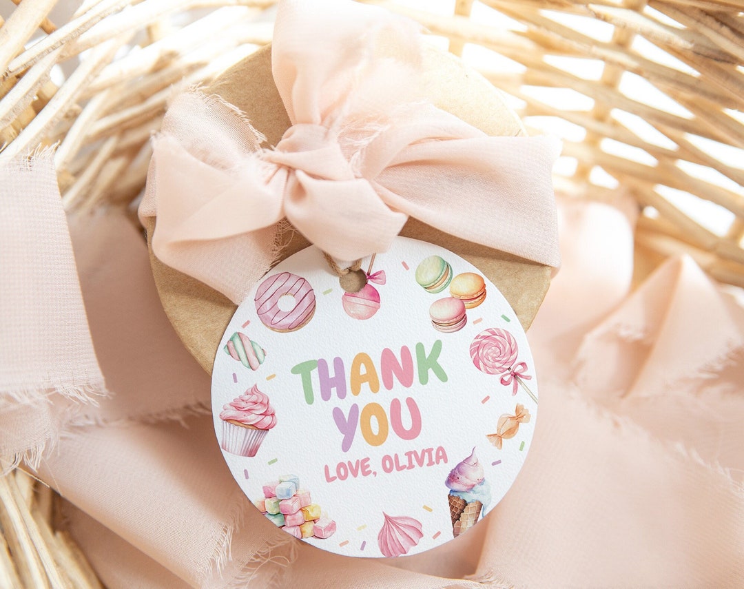 Editable Round Favor Tag, Birthday Gift Tags, Stickers | Sweet ONE ...