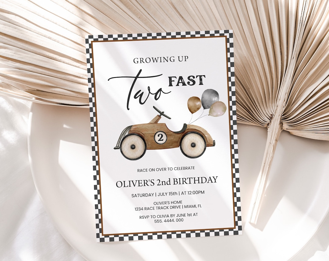 Editable TWO Fast Birthday Invitation Boys 2nd Birthday Invite | Race ...