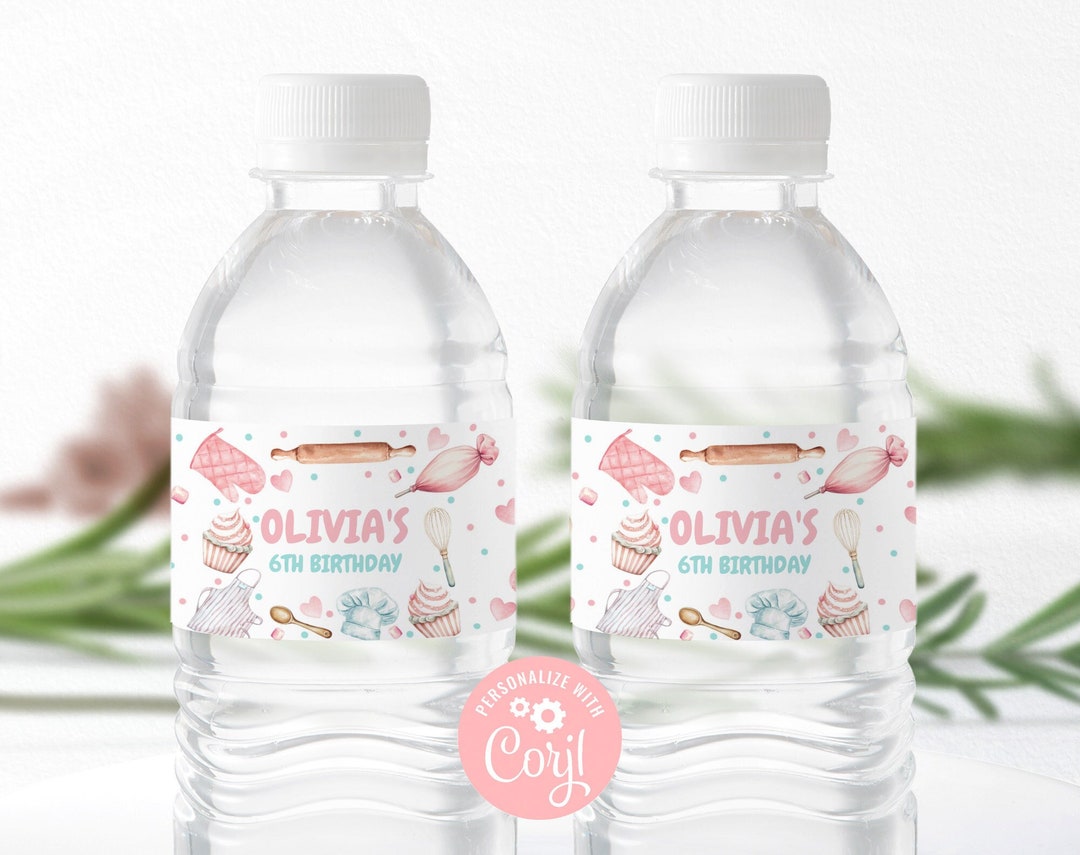 Editable Water Bottle Labels | Cupcake Decorating Party, Cookie Baking ...