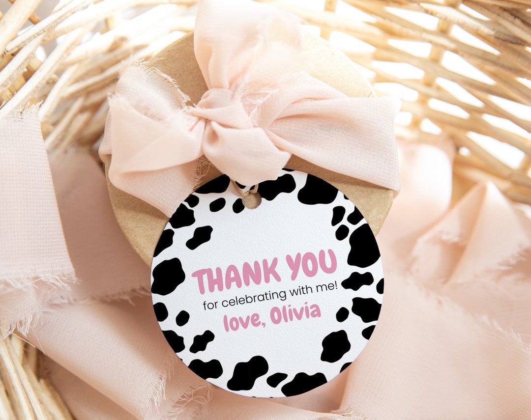 Editable Round Favor Tags, Girls 1st Birthday Gift Tags | Holy Cow I'm ...