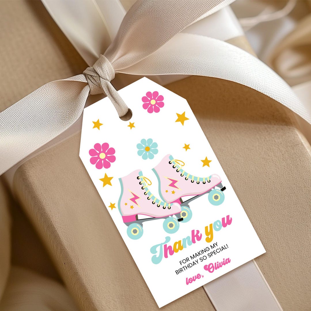 Printable Birthday Favors, Gift Tags | Roller Skate, Let's Roll ...