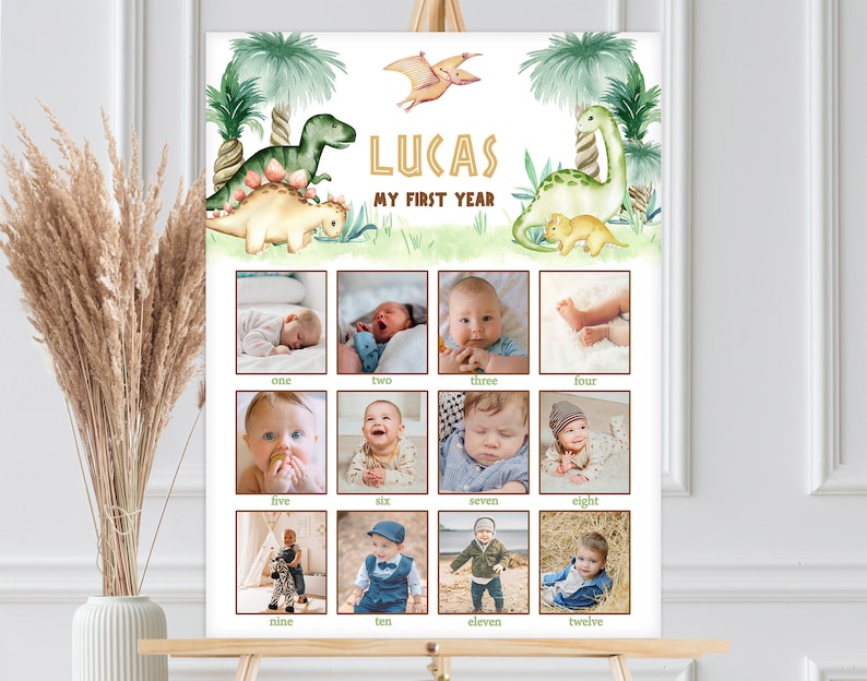 Birthday Milestone Sign 12 Months Photo Collage Baby's - Etsy