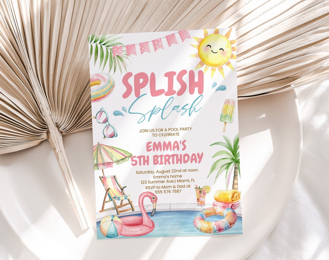 Splish Splash Birthday Invitation, Invite ANY AGE | Birthday Bash ...