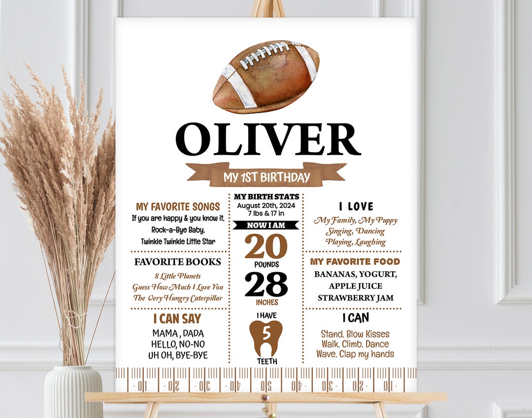Birthday Milestone Sign, Poster | Football, First Year Down, Game On ...