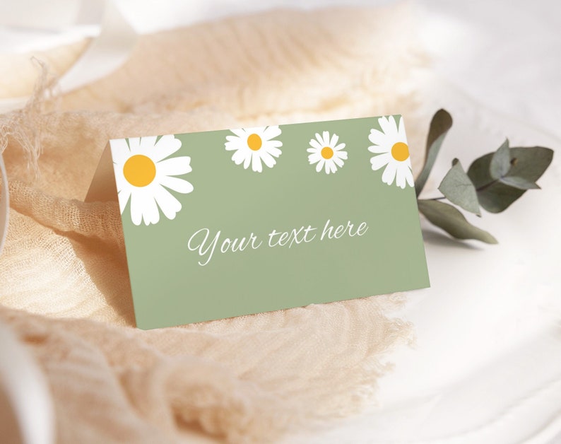 Daisy First Birthday Place Cards Editable Name Cards Foldable - Etsy