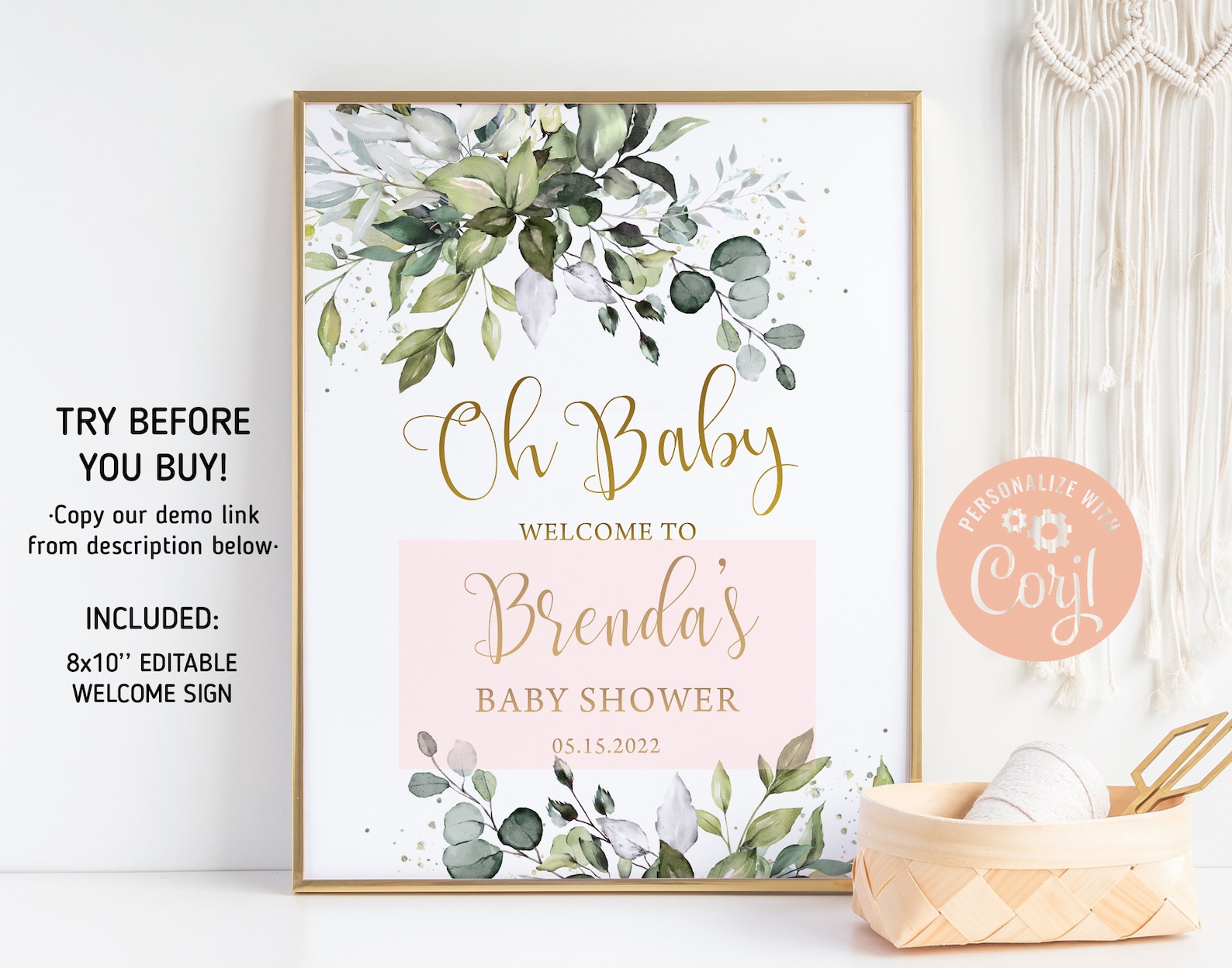 Printable Baby Shower Welcome Sign Editable Template Oh Baby | Etsy