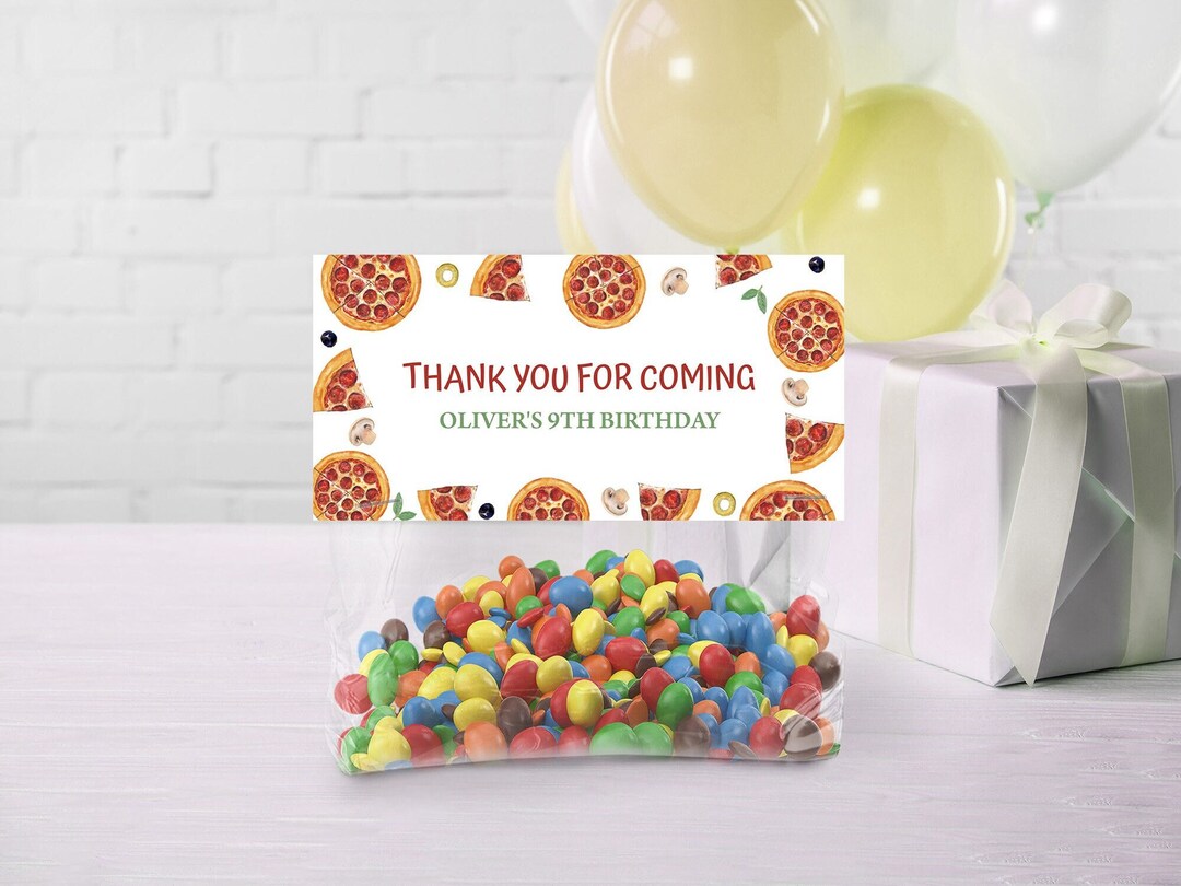 Treat Bag Toppers, Candy Bag Favors | Pizza Party, Slice of Fun ...