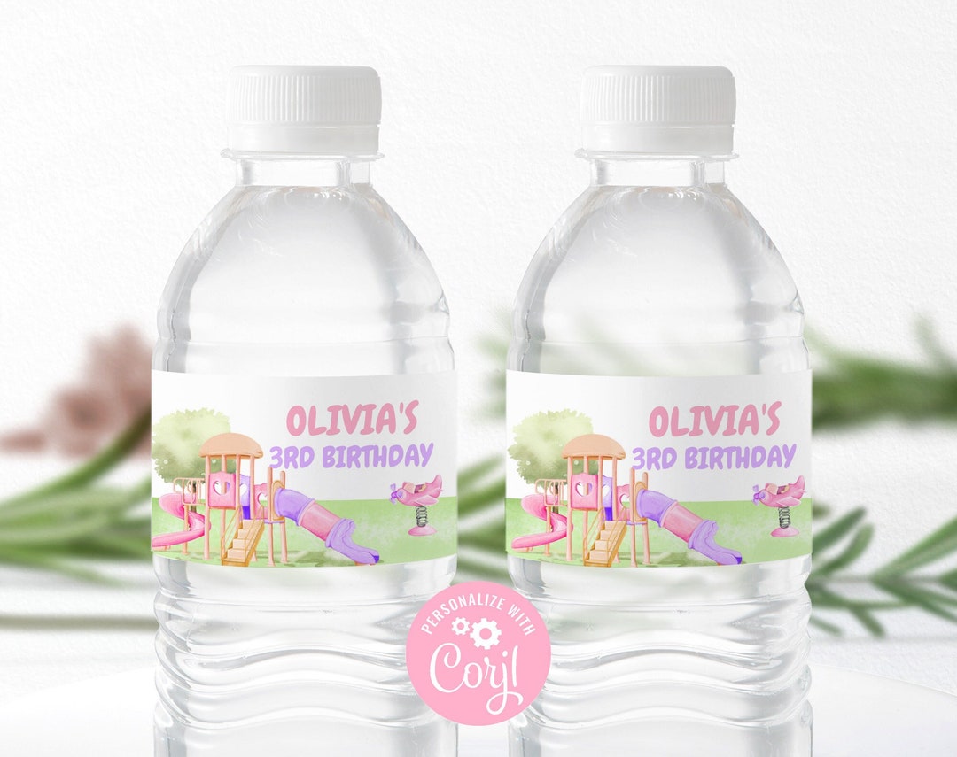 Editable Water Bottle Labels Playground, Party in the Park, Summer ...