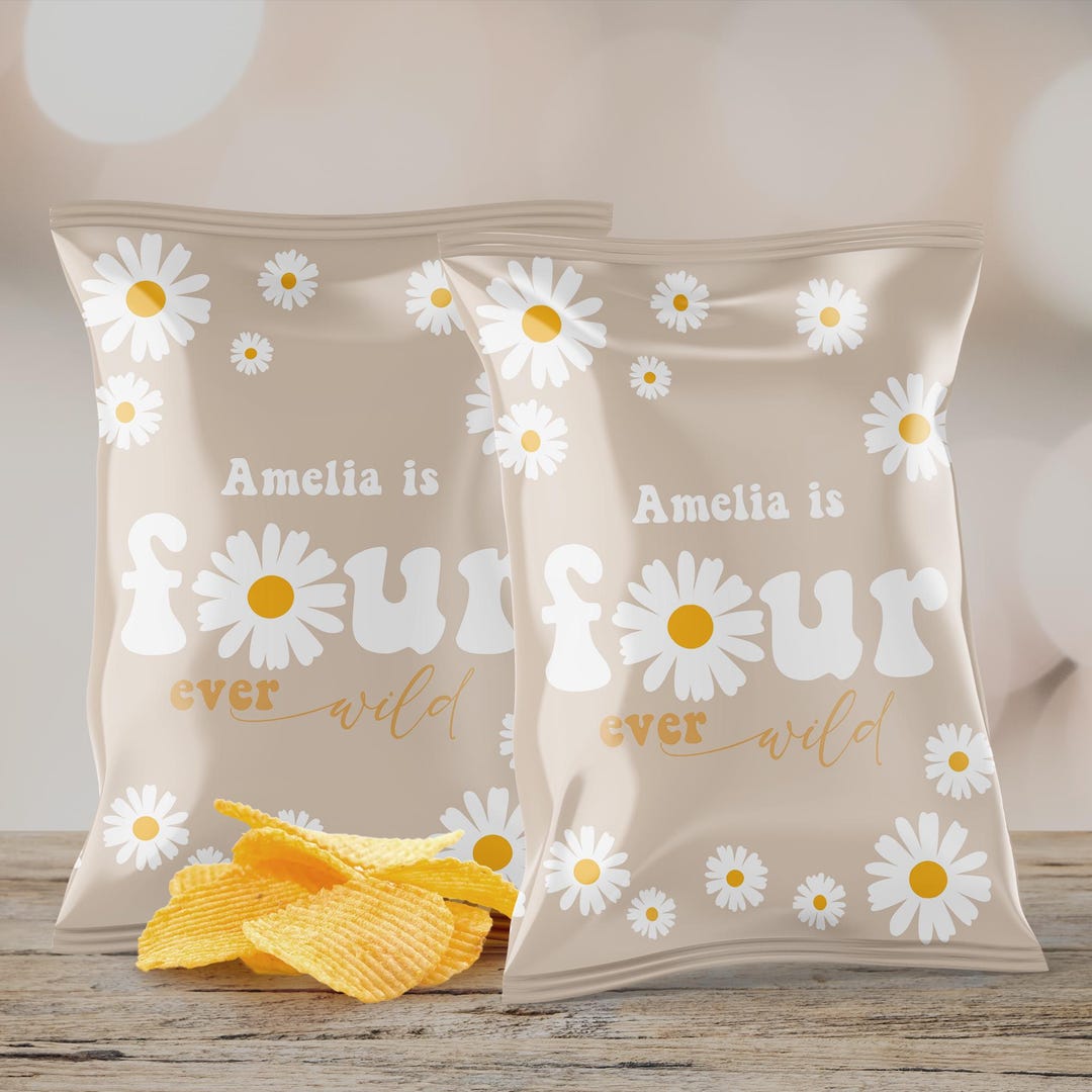 Daisy Chips Bag Template, Girls Birthday Favors | Wildflowers, Spring ...