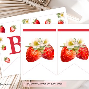 Strawberry Happy Birthday Banner | Berry First, Strawberry, Berry Sweet ...